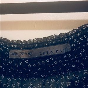 Zara | Tops | Zara Offshoulder Navy Floral Sheer Top | Poshmark